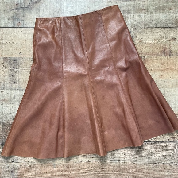 Jose Luis | Skirts | Leather Aline Pleated Skirt Neutral Tan Size 6 Vintage By Jose Luis | Poshmark